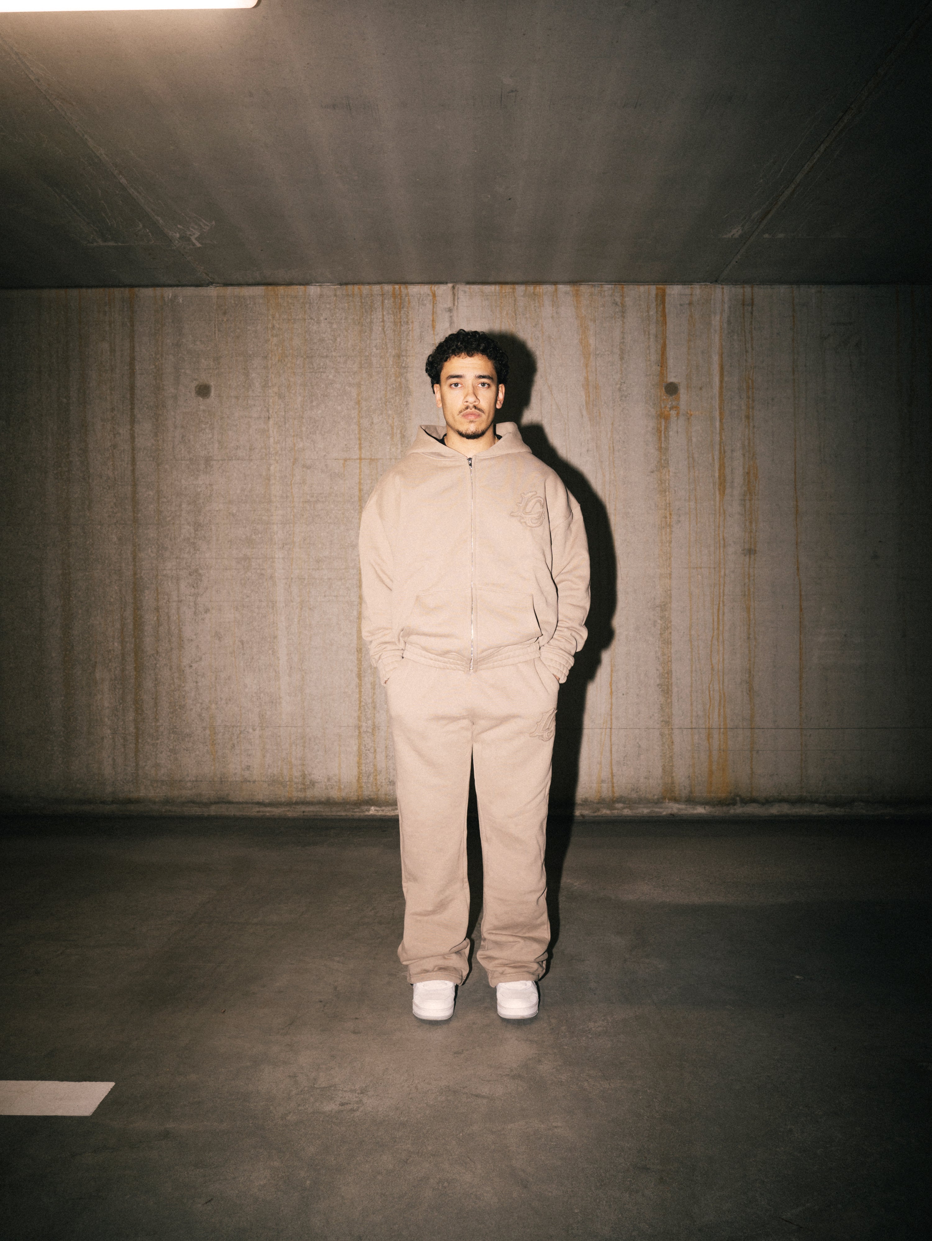 MONOGRAM ZIP-HOODIE - TAUPE – LORD CULTURE